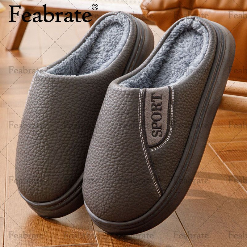 Тапочки Мужской Feabrate, размер 48 серый Вышивка Большемерит, Рифлёная подошва На любой сезон ...