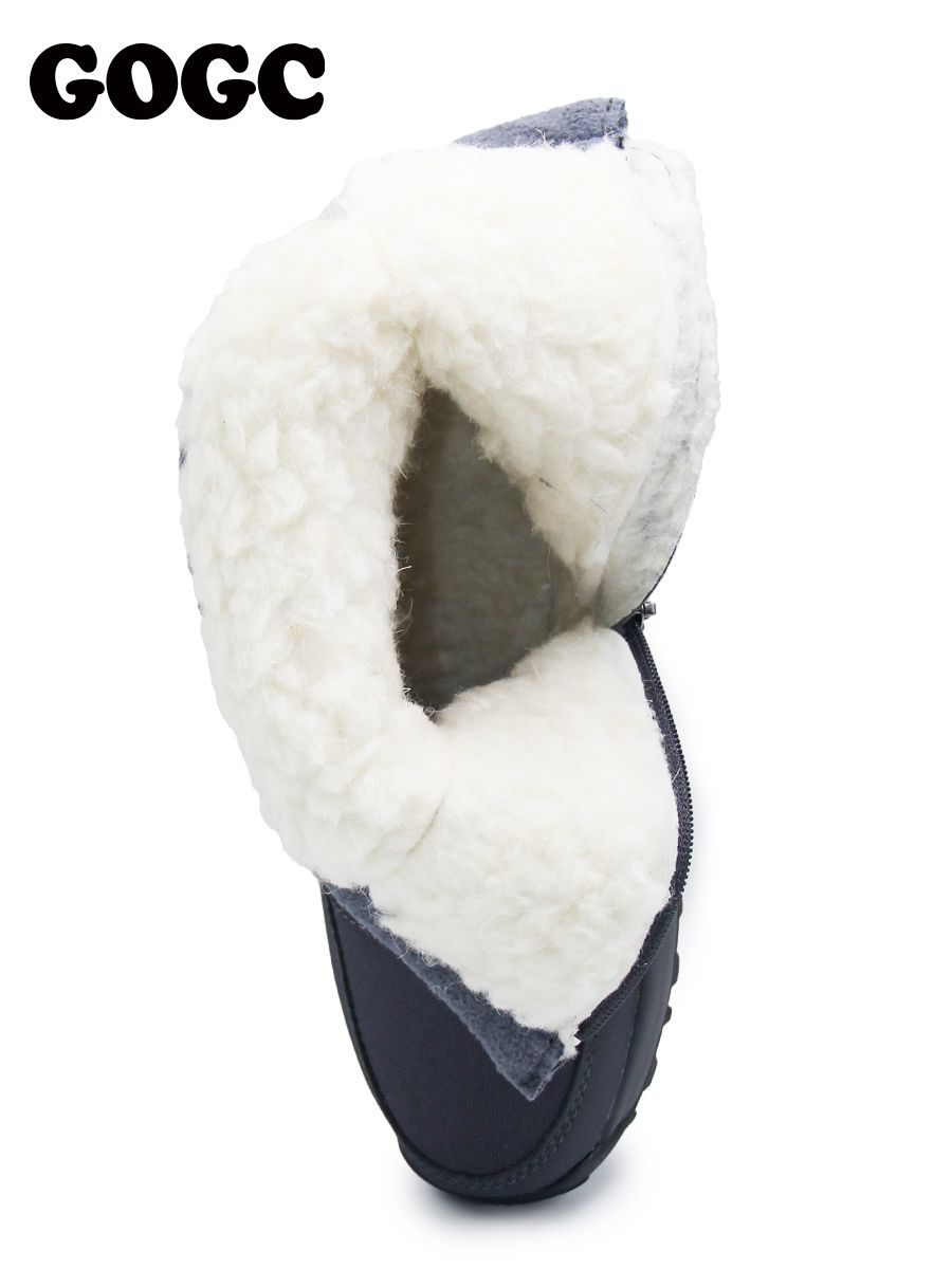 Дутики Женский GOGC синий бархат Мех шерстяной Зима Молния Россия Бахрома Укрепленная пятка ...