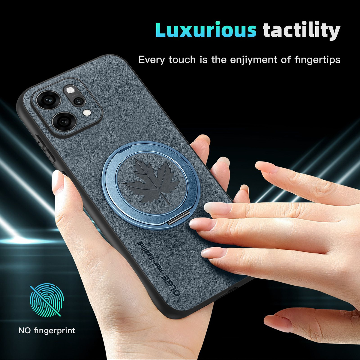 Рисунок кленового листа Чехол для Oppo Reno 14(Оппо Рено 14), с кольцом ...