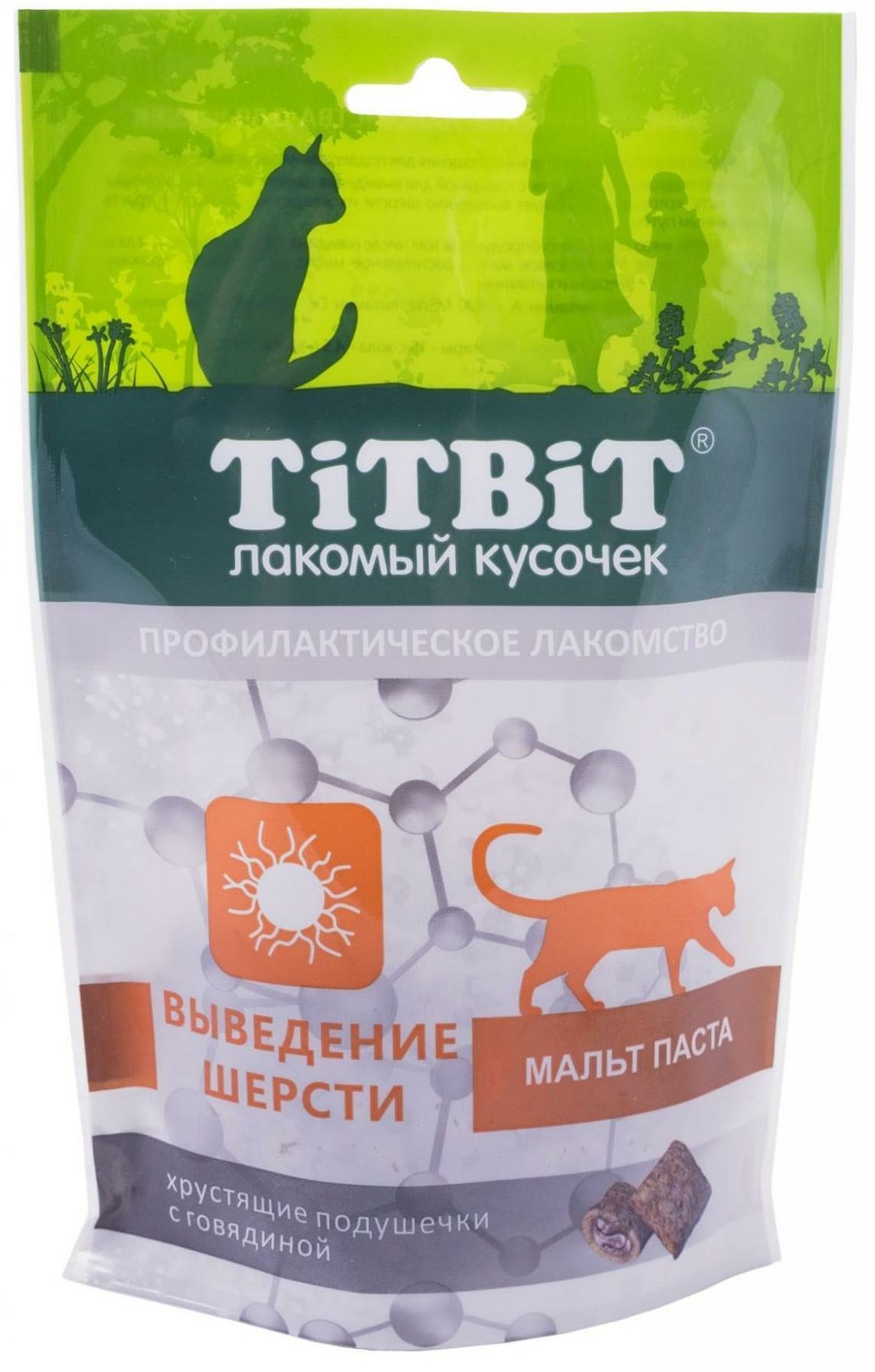 Лакомство TiTBiT для кошек, хрустящие подушечки с говядиной, для ...