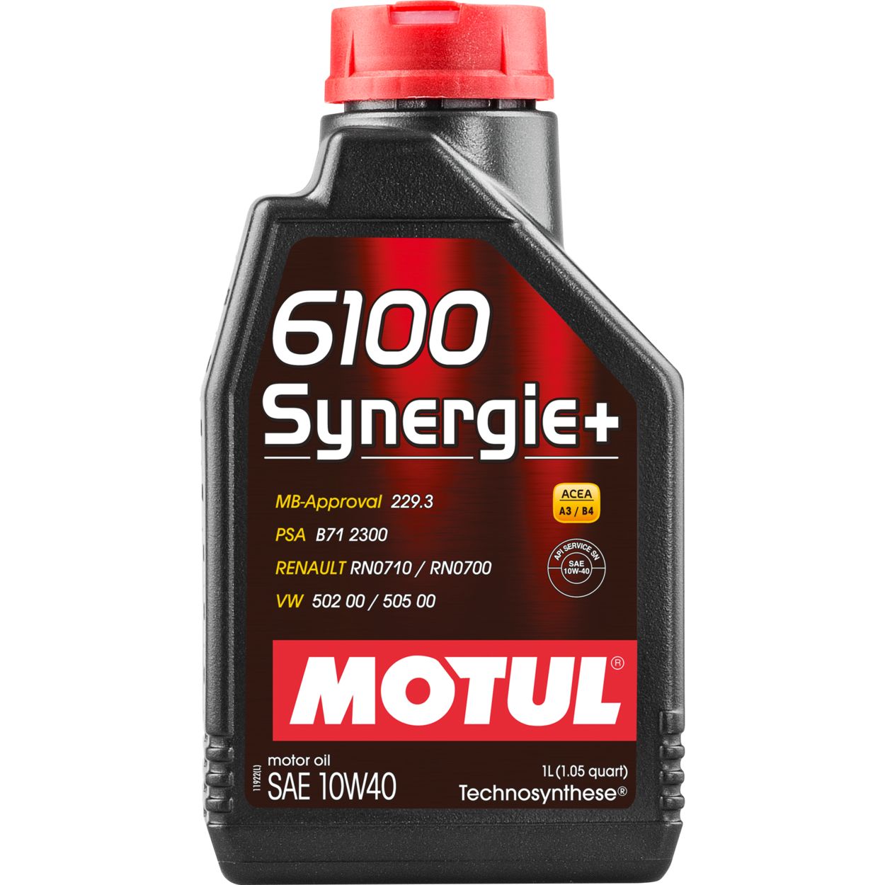 Масло моторное MOTUL 6100 SYNERGIE + 10W-40 Полусинтетическое 1 л ...