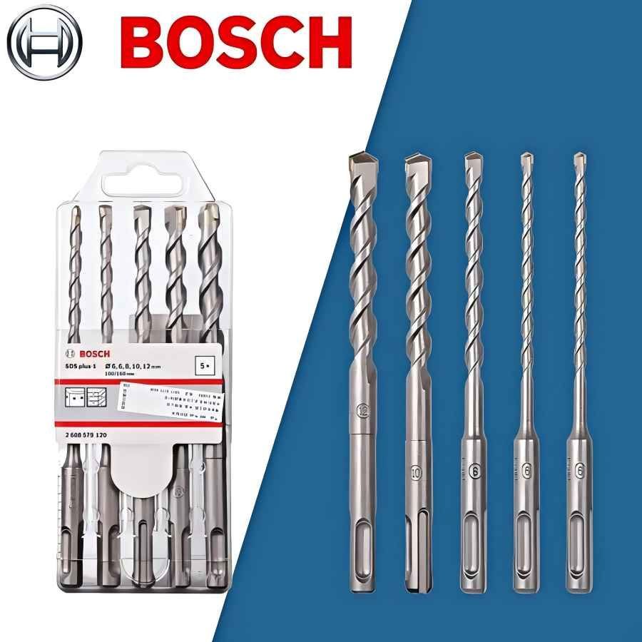 BOSCH, Набор буров, SDS plus 4 углубления, 5 штук, для перфорации ...