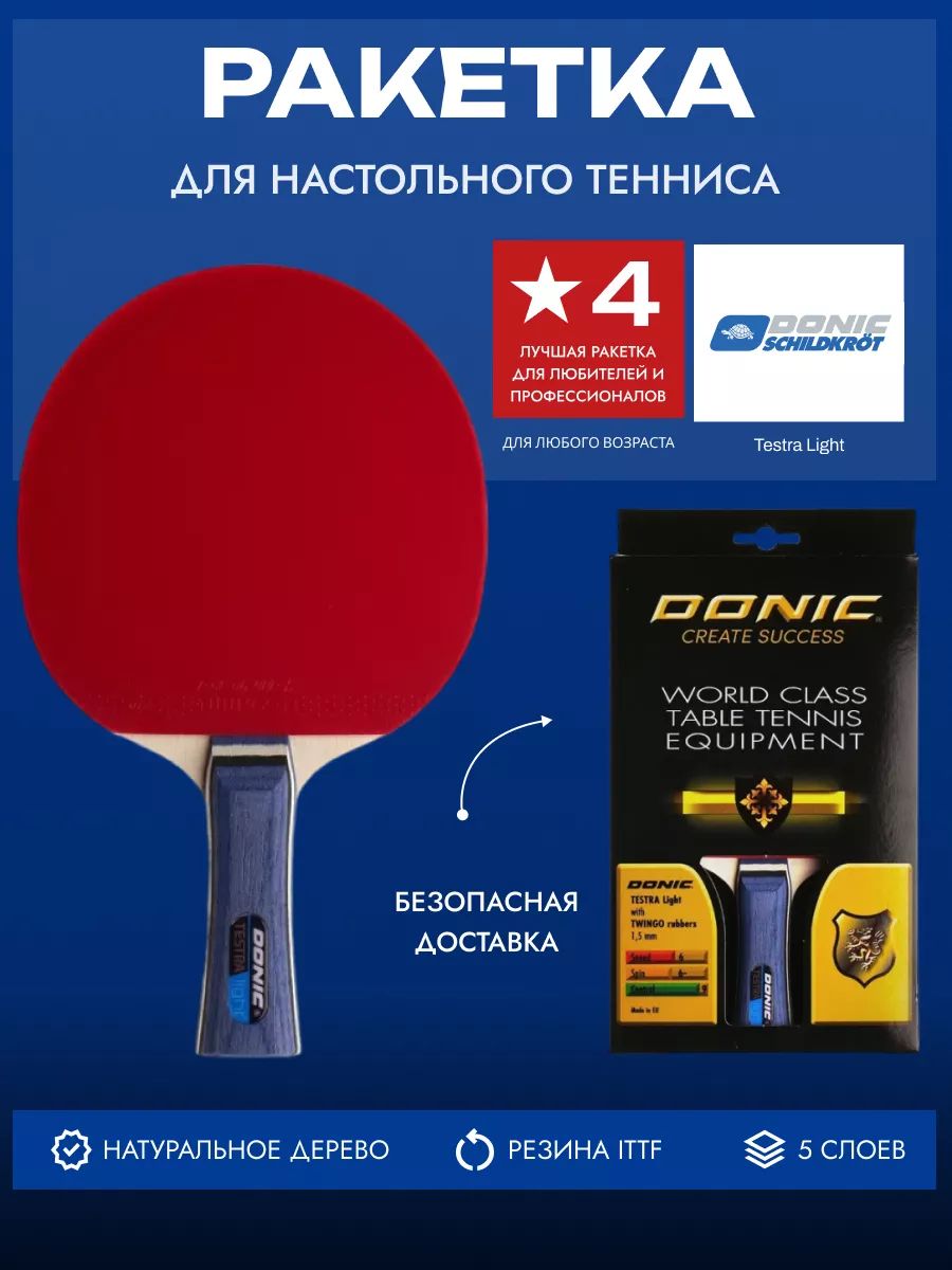 Ракетка для настольного тенниса Donic Testra Light купить на OZON по ...