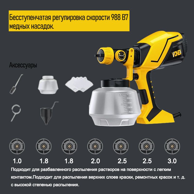 Краскопульт электрический ,7 насадок,988W купить на OZON по низкой цене ...