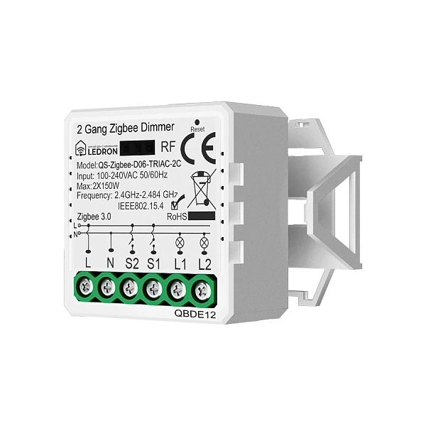 Модуль управления освещением, диммер двухканальный Ledron QS-Zigbee-D06 ...