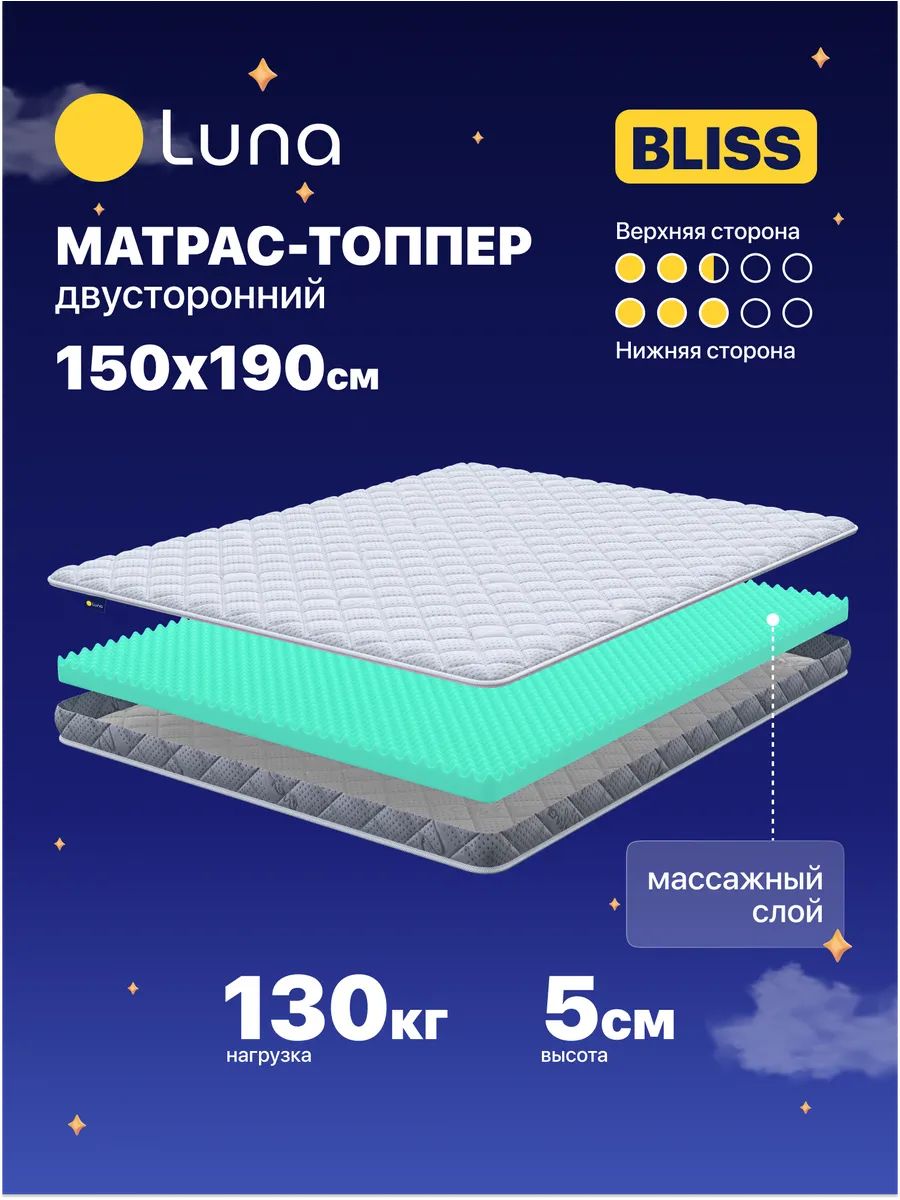 Топпер-наматрасник Luna Inc Luna Bliss, Беспружинный, 150x190 см купить ...