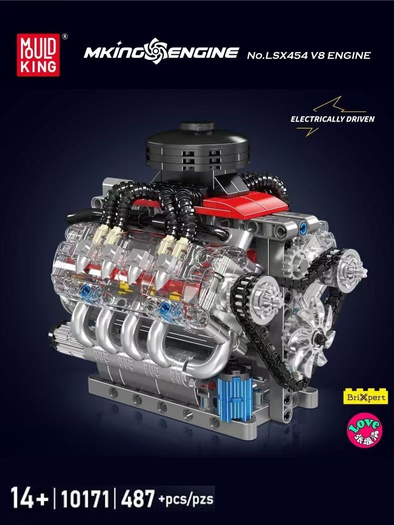 Конструктор пластиковый, MOULD KING 10171, Двигатель Chevron LSX454 V8 ...