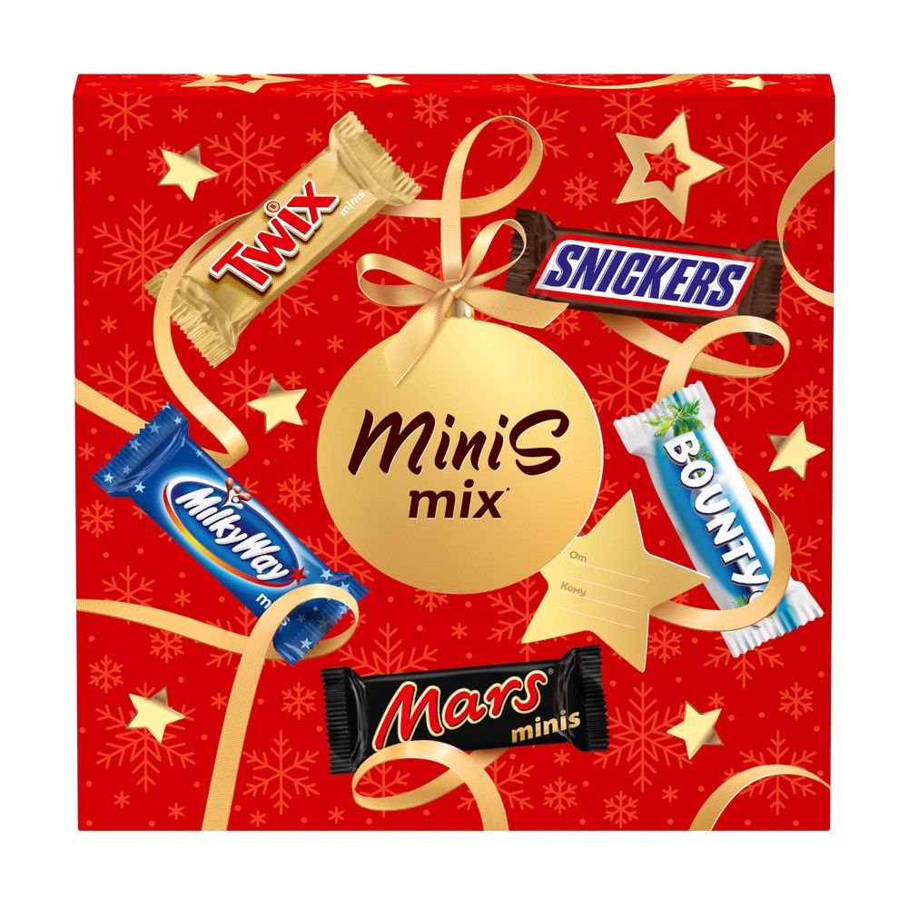 Новогодний подарок набор сладостей Minis Mix, шоколадные батончики ...