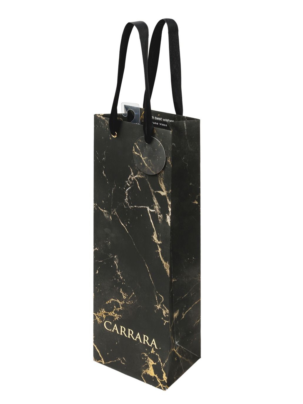 Пакет для бутылки подарочный PREMIUM "Carrara. Black" Bruno Visconti ...