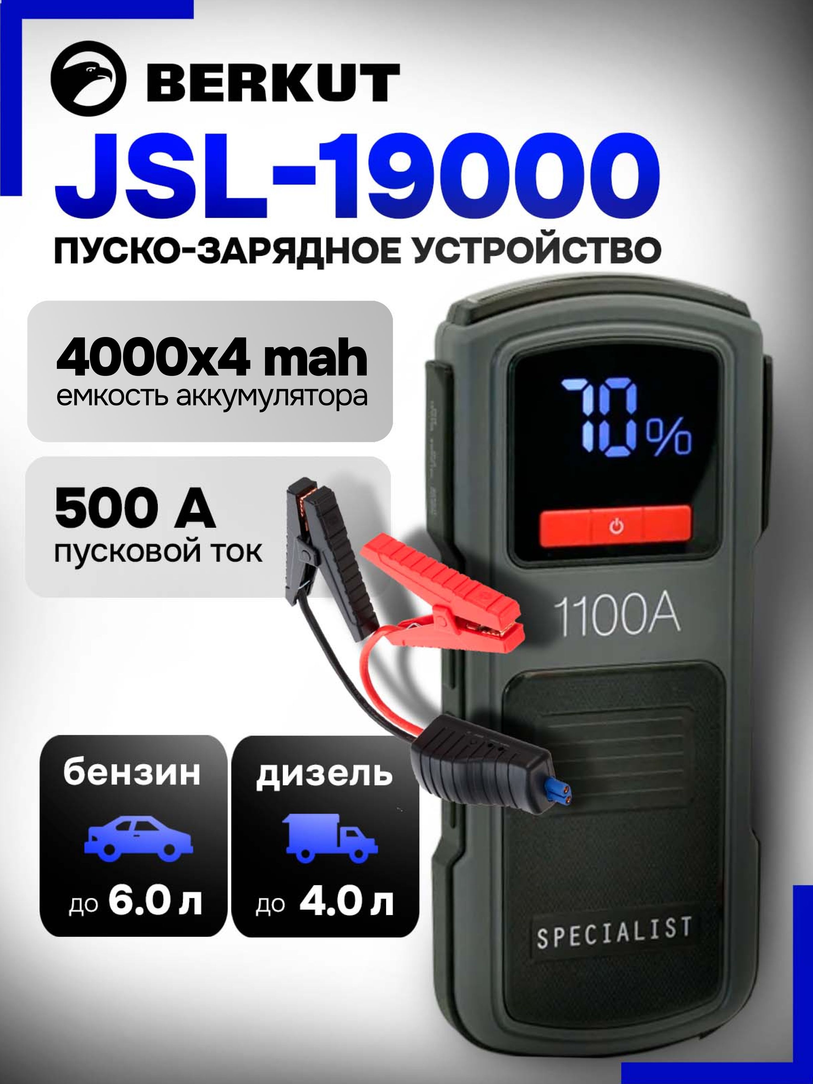 Пусковое зарядное устройство для автомобиля Berkut JSL-19000 ПЗУ ...