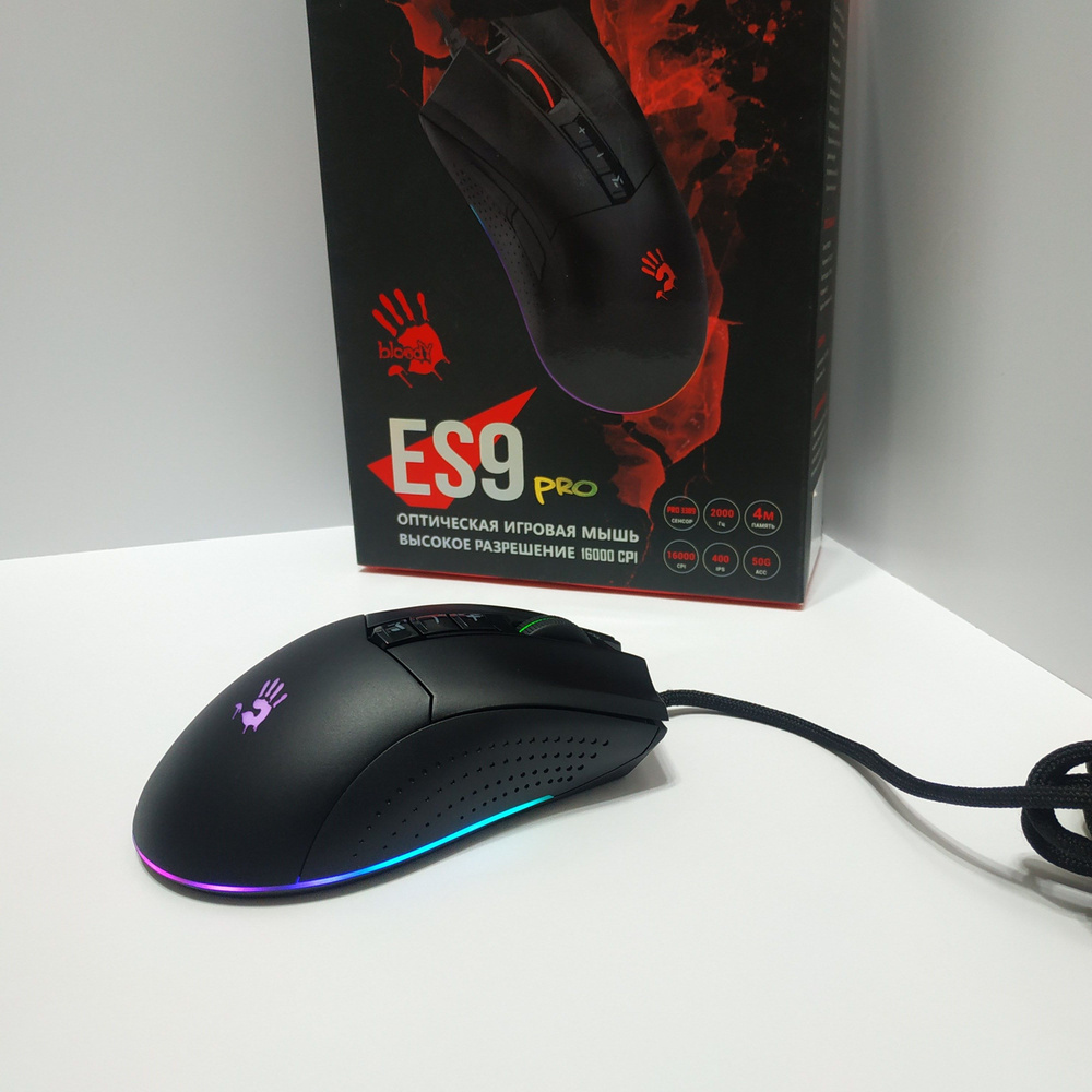 Игровая мышь проводная A4Tech Bloody ES9 Pro, черный матовый - купить по выгодной цене в ...