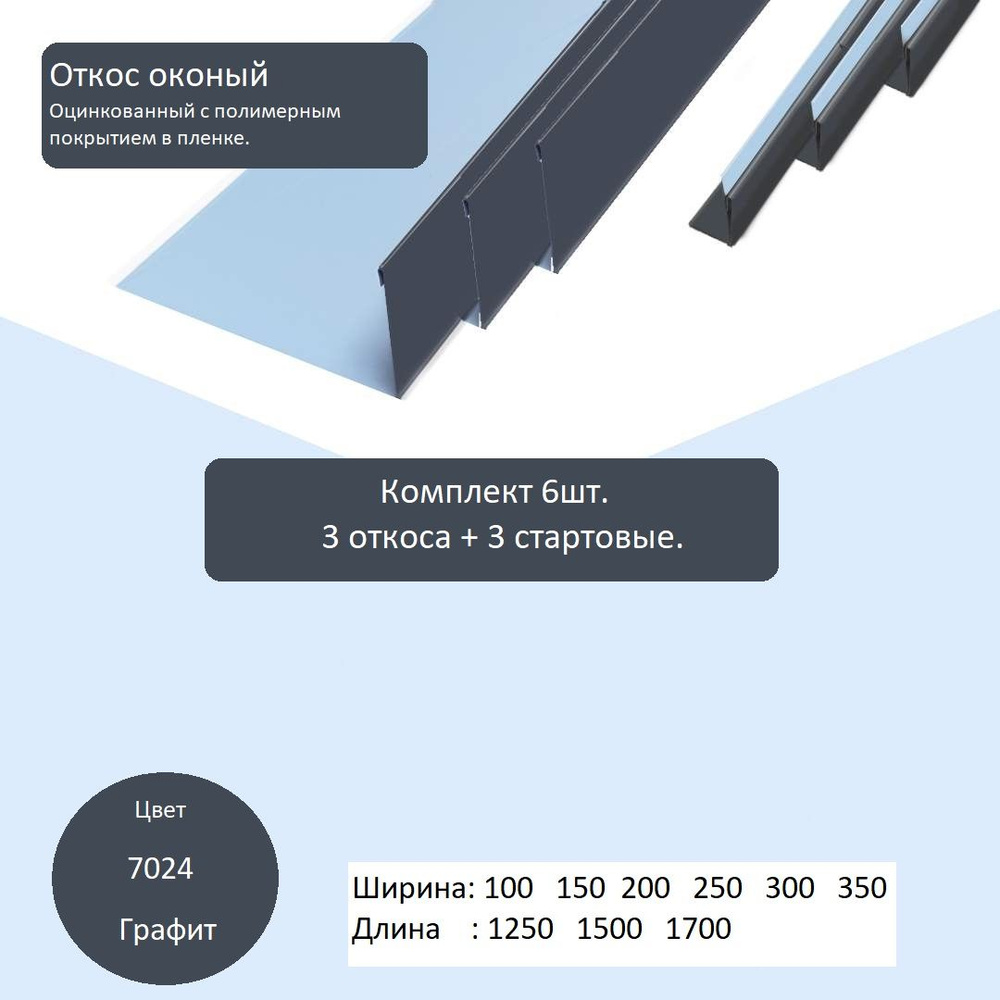 Откос оконный, металлический 70*100*1250 со стартовой - купить по ...