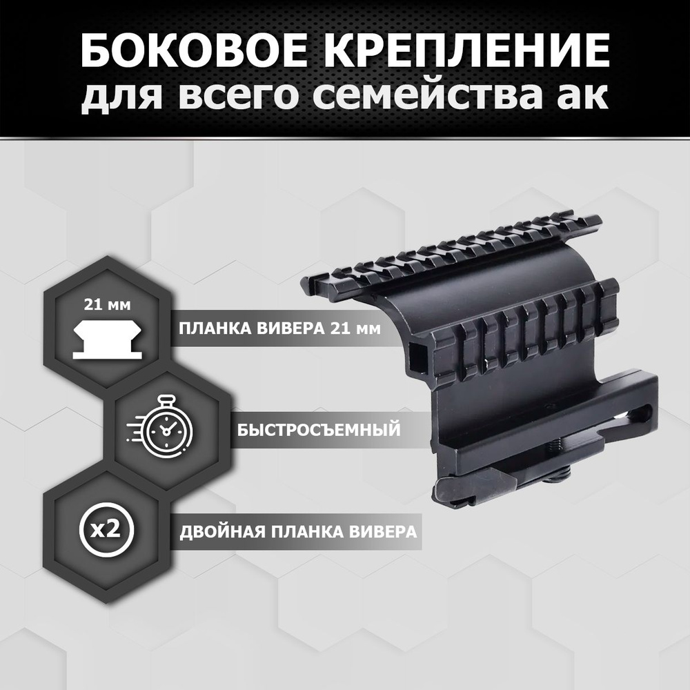 Боковой кронштейн на АК, Вепрь, Сайга, СКС, быстросъемный, ласточкин ...