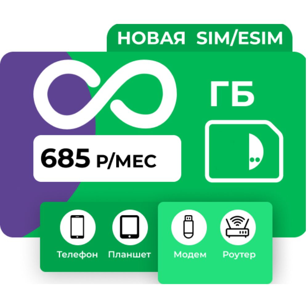 SIM-карта SIM-карта с безлимитным интернетом (Вся Россия) - купить с ...