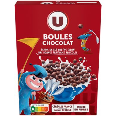 Завтрак сухой Хлопья пшенично/кукурузные шарики в шоколаде U Cereals ...