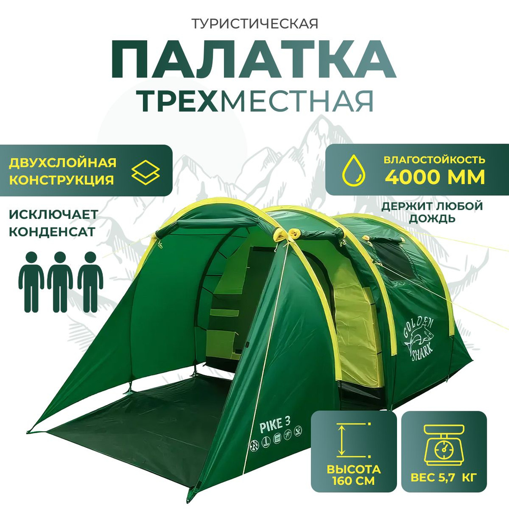 Палатка 3-местная GOLDEN SHARK PIKE - купить по выгодной цене в ...