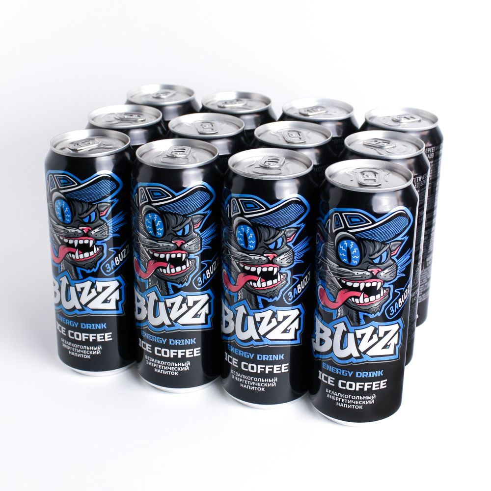 Энергетический напиток Buzz Ice Coffee (Кофе), набор энергетиков 12 х 0 ...