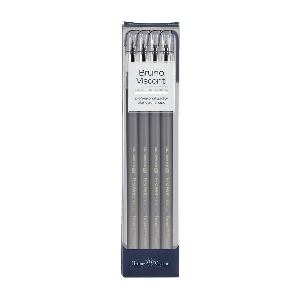 Набор шариковых синих ручек Bruno Visconti "FirstWrite. Ice" 4 шт., 0.5 ...