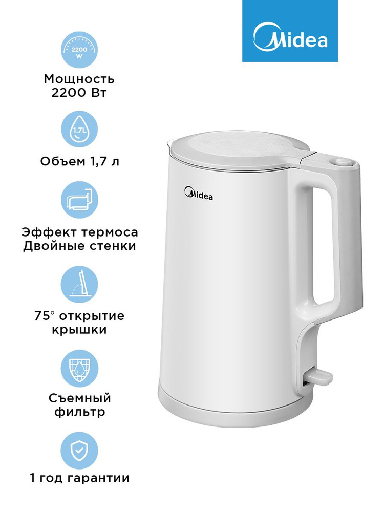 Midea Электрический чайник MK-8082, белый купить на OZON по низкой цене ...
