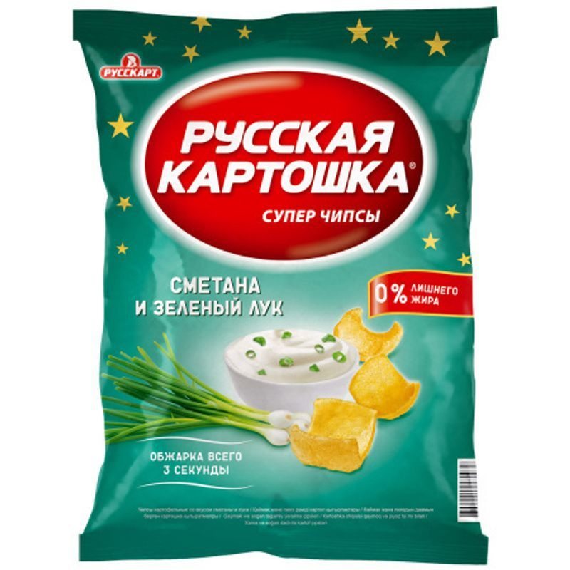 Чипсы картофельные Русская Картошка со вкусом сметаны и лука, 80г ...
