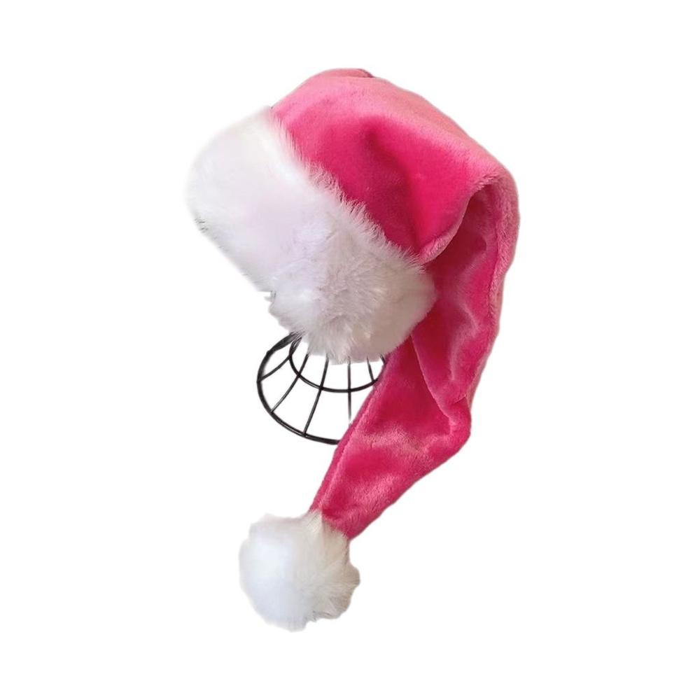 Длинная плюшевая новогодняя шапка-розовая. купить c доставкой на OZON ...