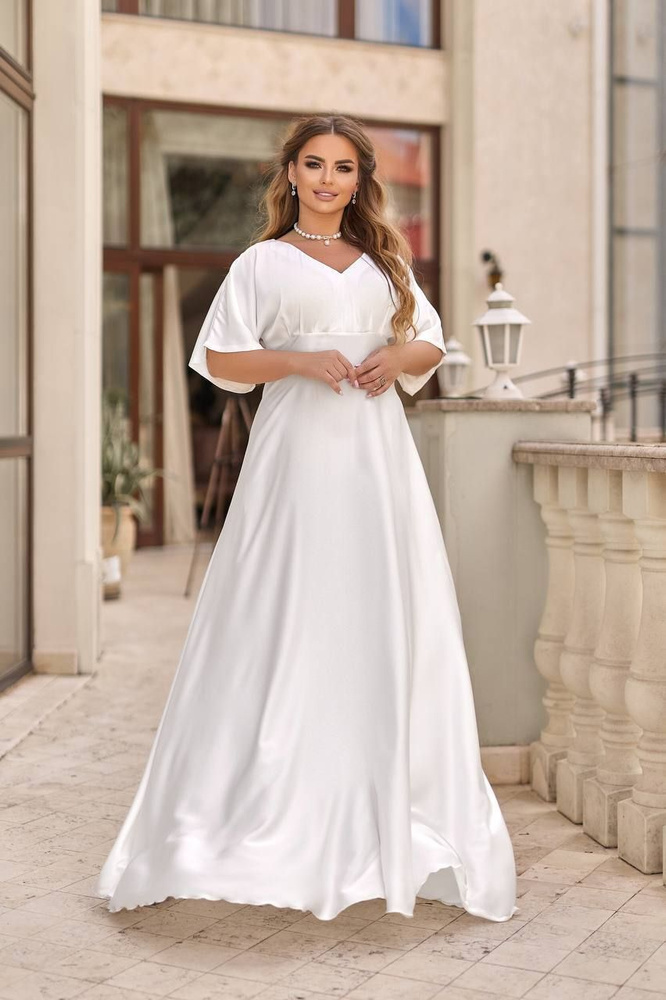 Платье Mega-Moda, вечернее, женское, белое, с запахом, праздничное, а ...