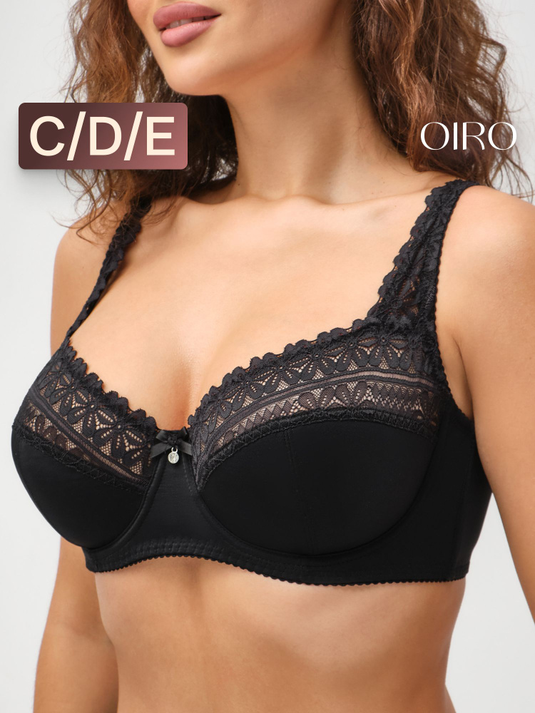 Бюстгальтер Женский OIRO на косточках, с мягкой чашкой, размер 85D черный Полиамид, Эластан ...