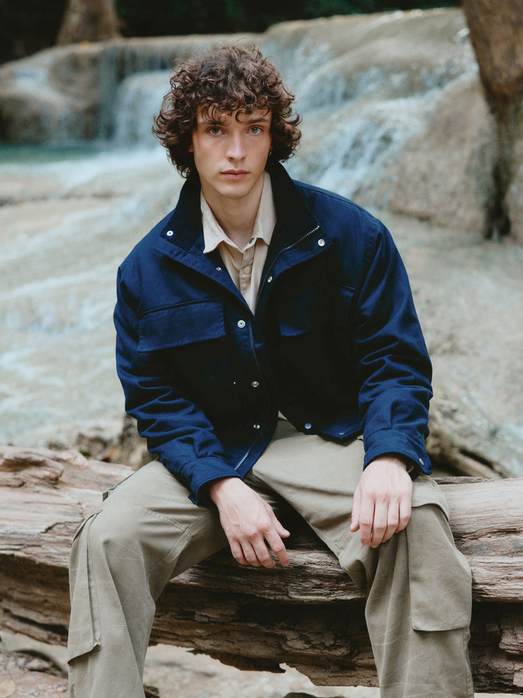 Куртка Мужской Zolla темно-синий Хлопок, размер 52 Длинный Демисезон ...