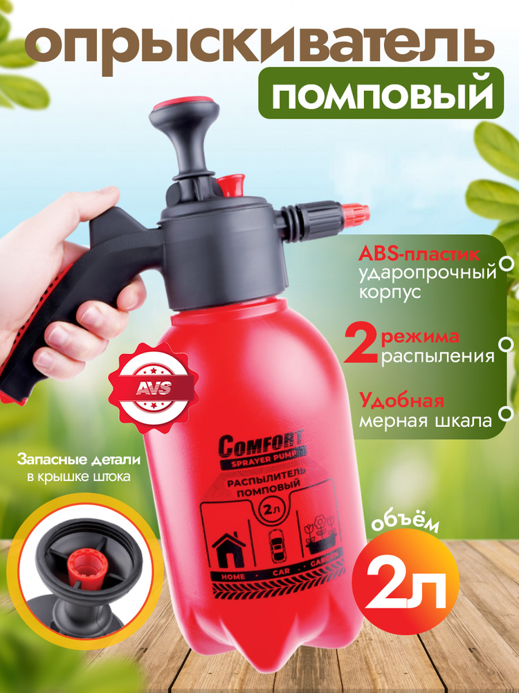 Опрыскиватель помповый для авто 2л, распылитель для обезжиривателей AVS ...