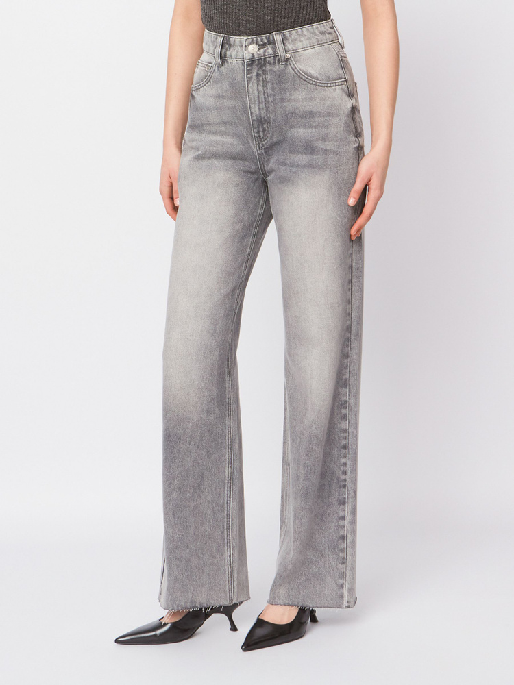 Джинсы Женский VITTORIA VICCI светло-серый Хлопок, Полиэстер, размер 38 прямой Пуговицы, Молния ...