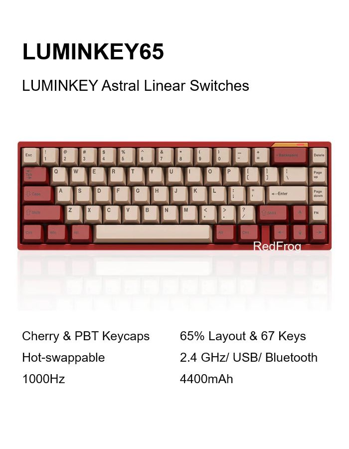 LUMINKEY Игровая клавиатура беспроводная LUMINKEY65, 65% Layout, Hot-swappable, Английская ...