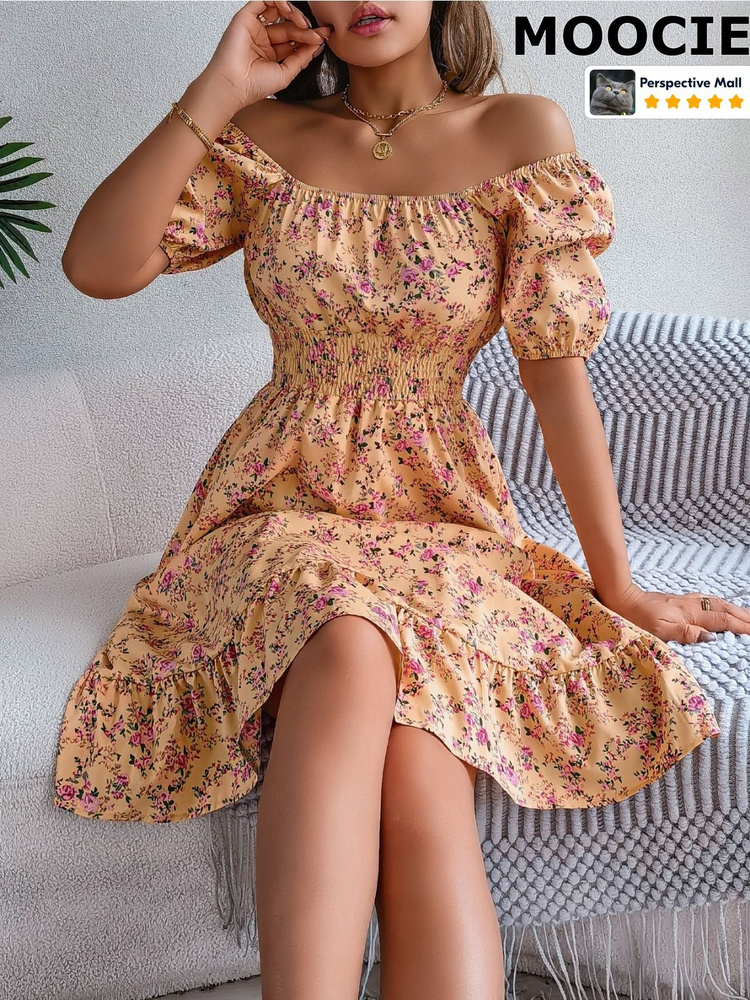 Платье Женский MOOCIE желтый Вечерний/праздничный Без рукавов Полиэстер, Спандекс, размер 46 ...