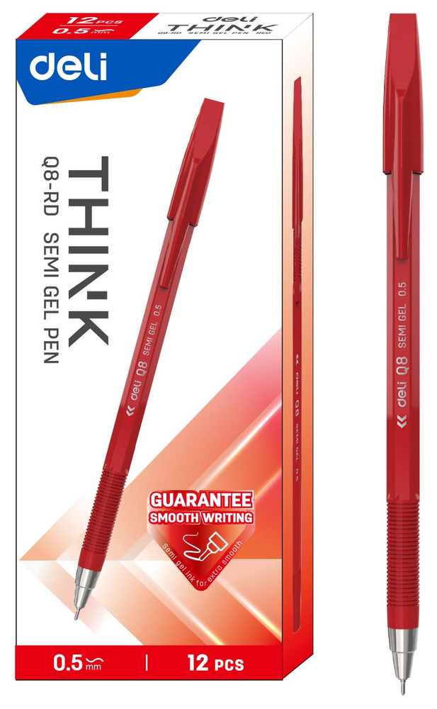 Набор ручек шариков. Deli Think EQ8-RD красн. (12шт) линия 0.5мм купить ...