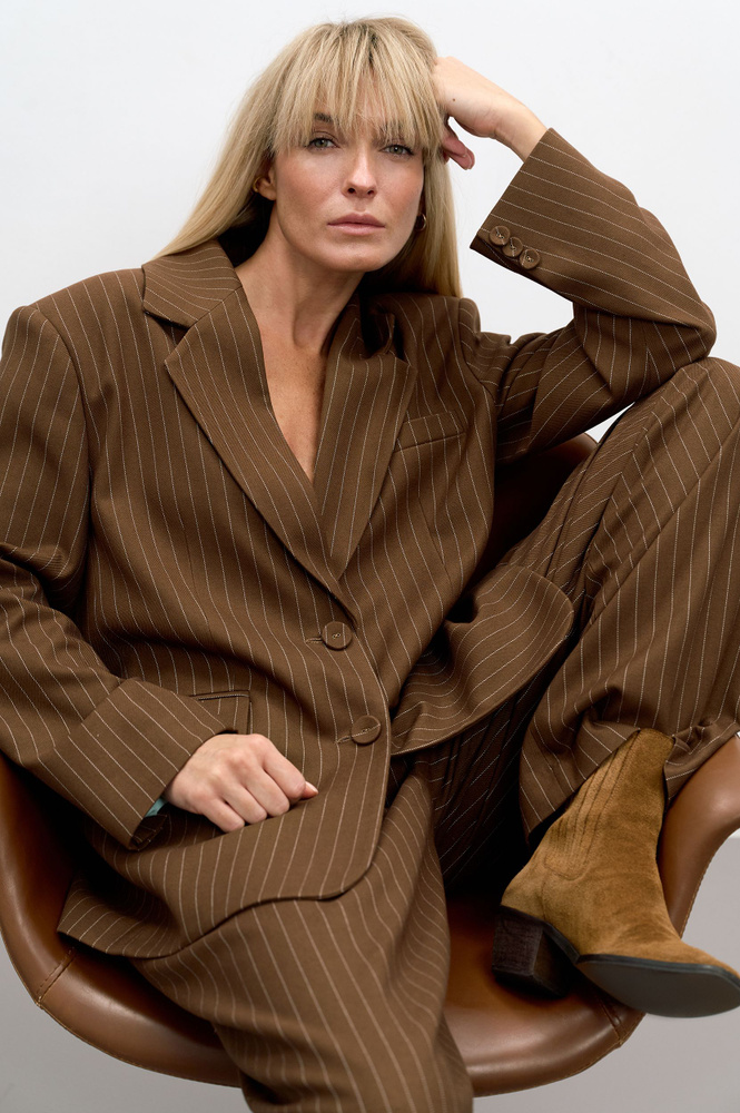 Пиджак Женский HEY BRUCE коричневый, размер 48 Полиэстер, Вискоза ...