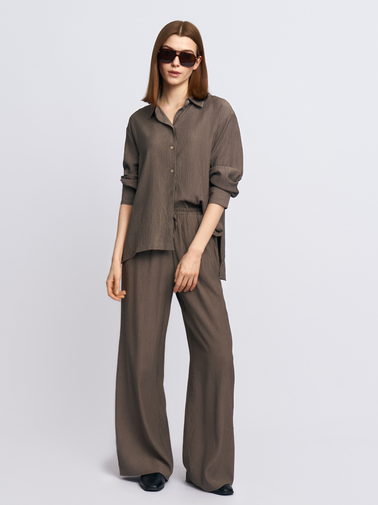 Брюки Женский Zolla светло-коричневый Вискоза, Полиамид Повседневный, размер 46 Лето, рост 164 ...