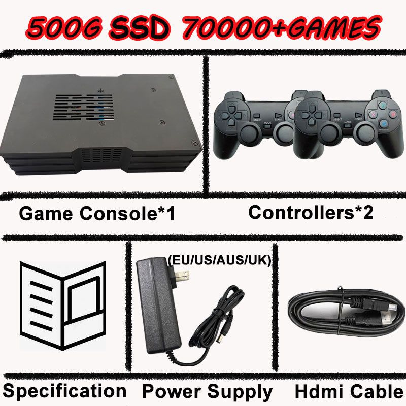 Супер игровая консоль X-king 500G SSD Batocera 3865U 70000+игр для Wii ...