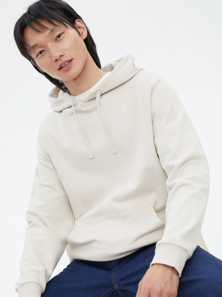 Худи Мужской nice&easy бежевый Хлопок, размер 50 Длинный Узбекистан ...