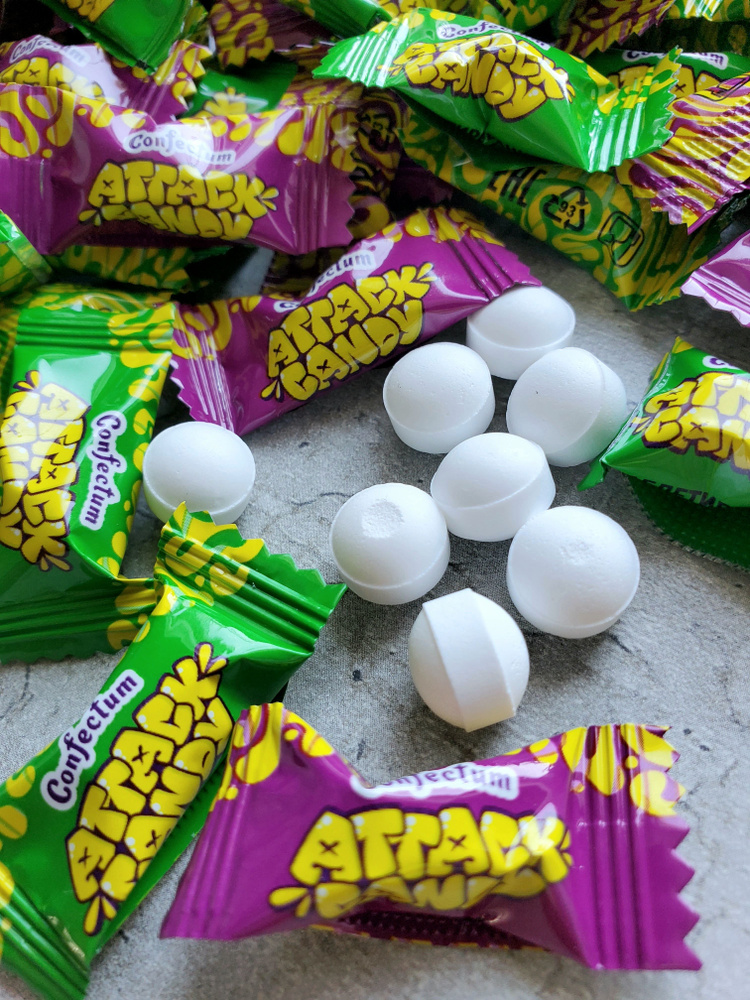 Таблетированные конфеты "Confectum Attack Candy" киви-маракуйя кислые ...