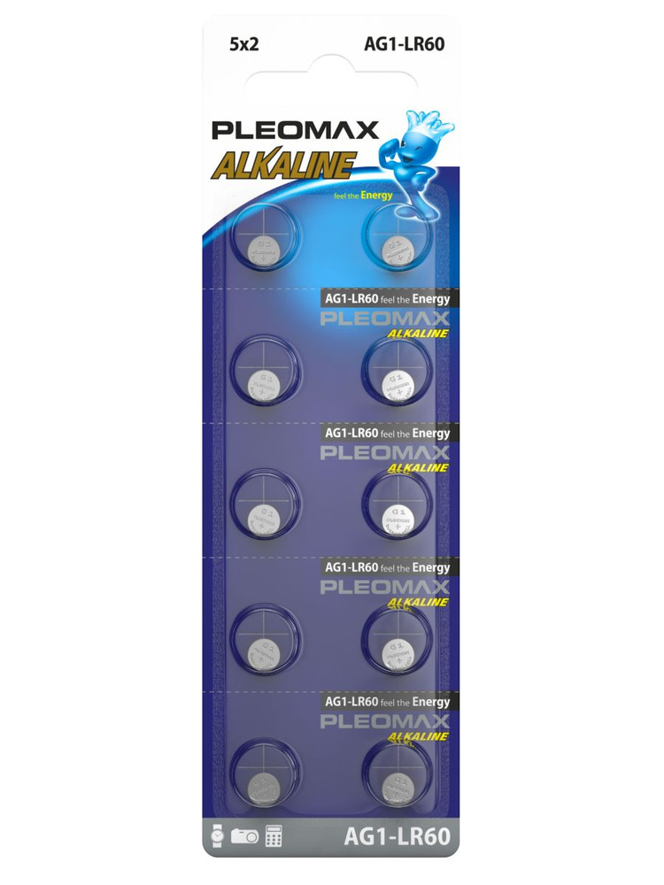 Батарейки щелочные Pleomax круглые AG1 (364, LR621 LR60) таблетки 1.5V ...