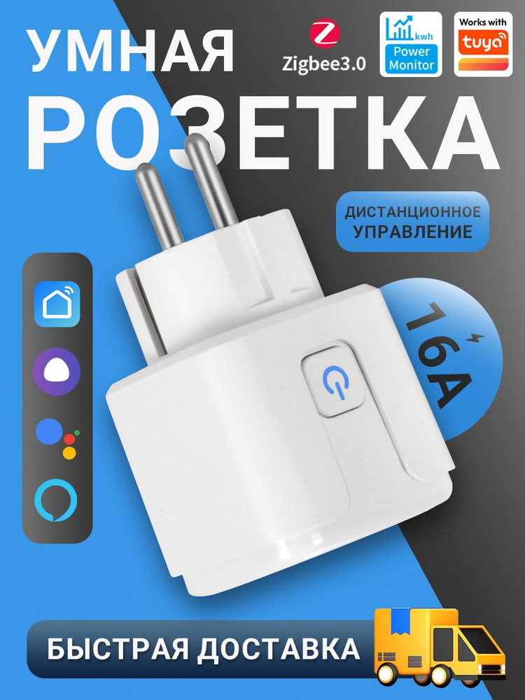 Умная розетка TNCE Zigbee 3.0 (16 А) , функция таймера, голосовое ...