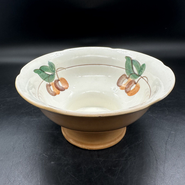 Ваза винтажная на ножке с растительным декором, фаянс, роспись, Конаковский фаянсовый завод им ...