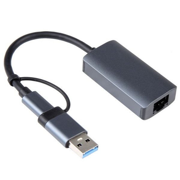 USB/Type-C Hub Lan Adapter/ Сетевая карта USB / Ethernet адаптер сетевой/ RJ-45 переходник LAN ...