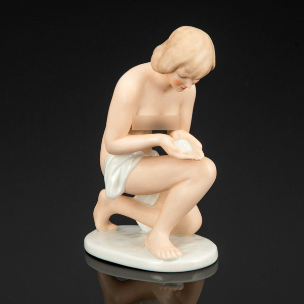 Статуэтка винтажная Обнажённая девушка, фарфор, роспись, Wallendorf, Германия, 1963-1990 гг ...