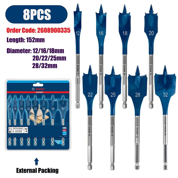 Серия Bosch Expert 1232 мм Набор из 8 новых КОНЦЕВЫХ пластин и сверл ...