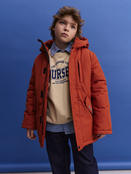 Куртка Мальчики Avese Светоотражающие элементы коричневый капюшон Breathable, Waterproof, размер ...