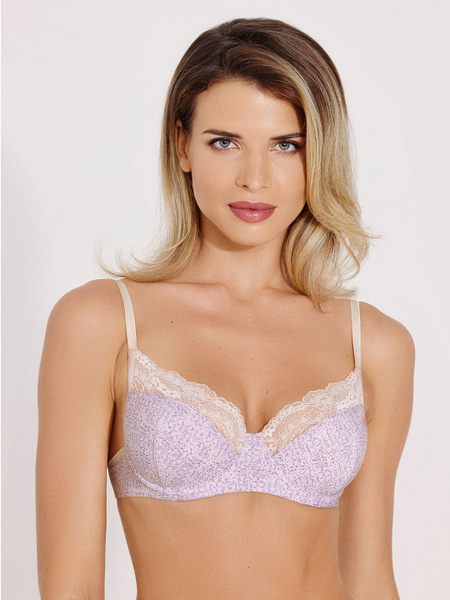 Бюстгальтер Женский Palmetta пуш-ап, формованная чашка, размер 75B фиолетовый Повседневный ...