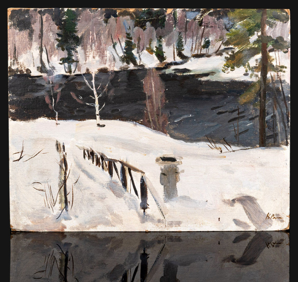 Картина винтажная Берега, художник Репин Николай Никитович 1932-2023 гг., картон, масло, СССР ...