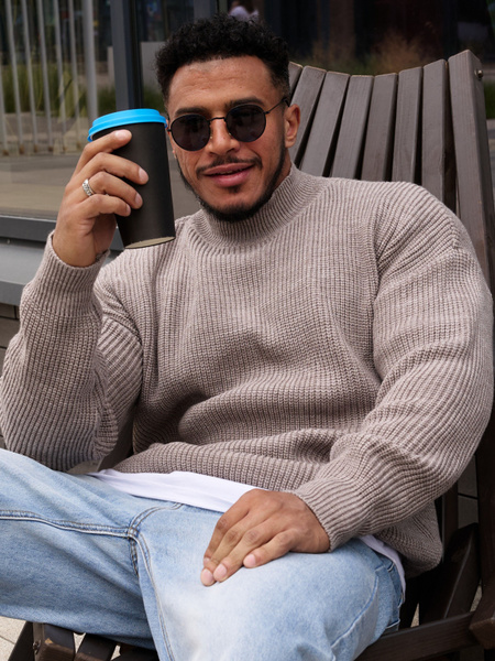 Свитер Мужской SAMNI серый Шерсть, Акрил, размер 46, 48 Без застежки ...