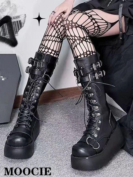 Сапоги Женский MOOCIE ботфорты, размер 43 черный Демисезон Каблук + платформа купить c доставкой ...