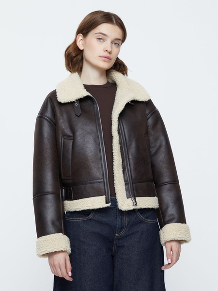 Дубленка искусственная Женский VILET коричневый, размер 46, 48 Китай ...